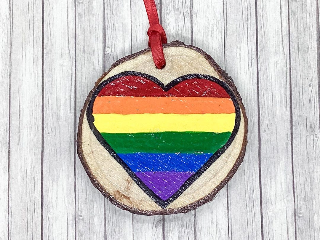 LGBTQ Pride Ornament, LGBTQIA Pride, Love is Love, Hand Painted Wood ...