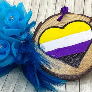Nonbinary Flag Ornament, Hand Painted Nonbinary Heart, LGBTQ Decoration, LGBTQIA Decor, Gay ...