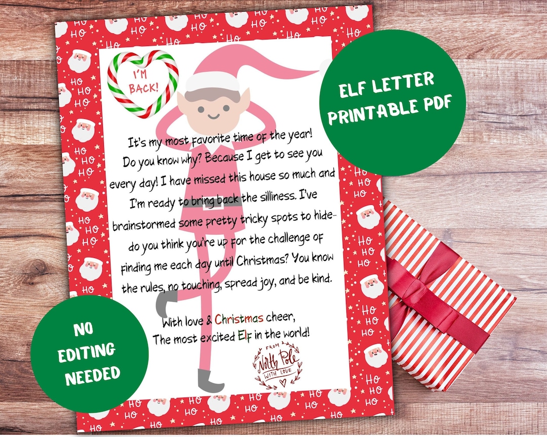 Printable Elf Return Letter Elf on the Shelf Note Printable Letter ...