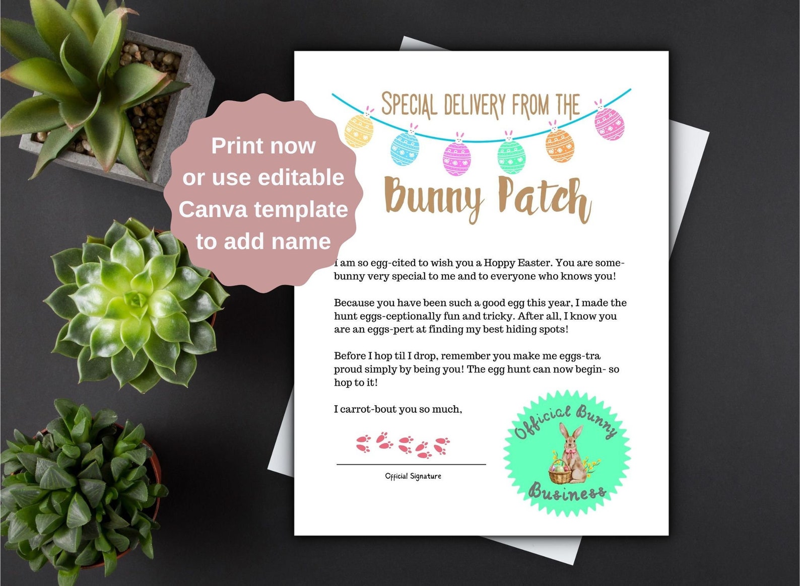 Editable Easter Bunny Letter Printable Bunny Letter Easter Egg Hunt ...