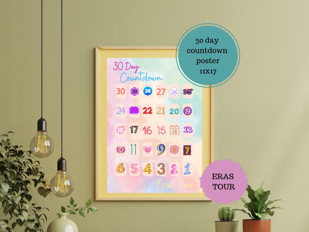 Eras Tour Countdown Calendar Poster Countdown Taylor Swift Advent Gift ...