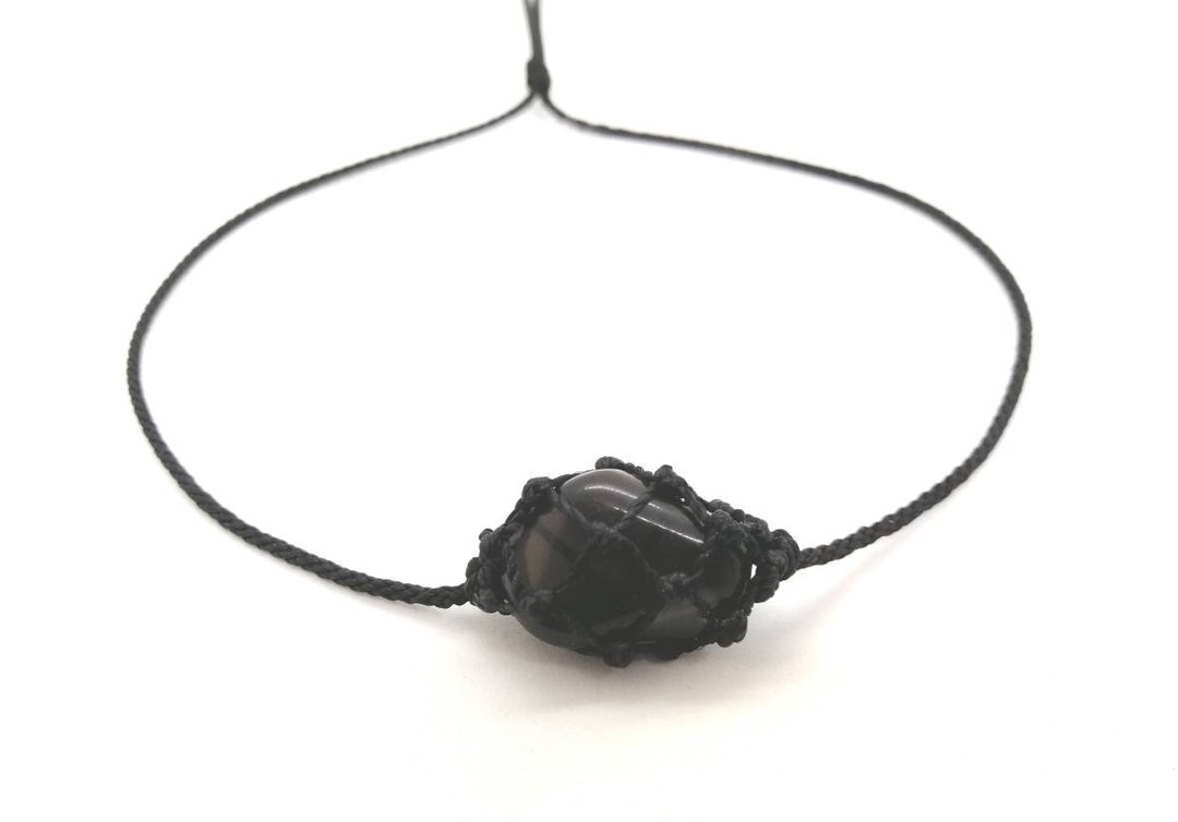 Apache Tear Obsidian Choker: Healing Crystal for Grief & Protection ...