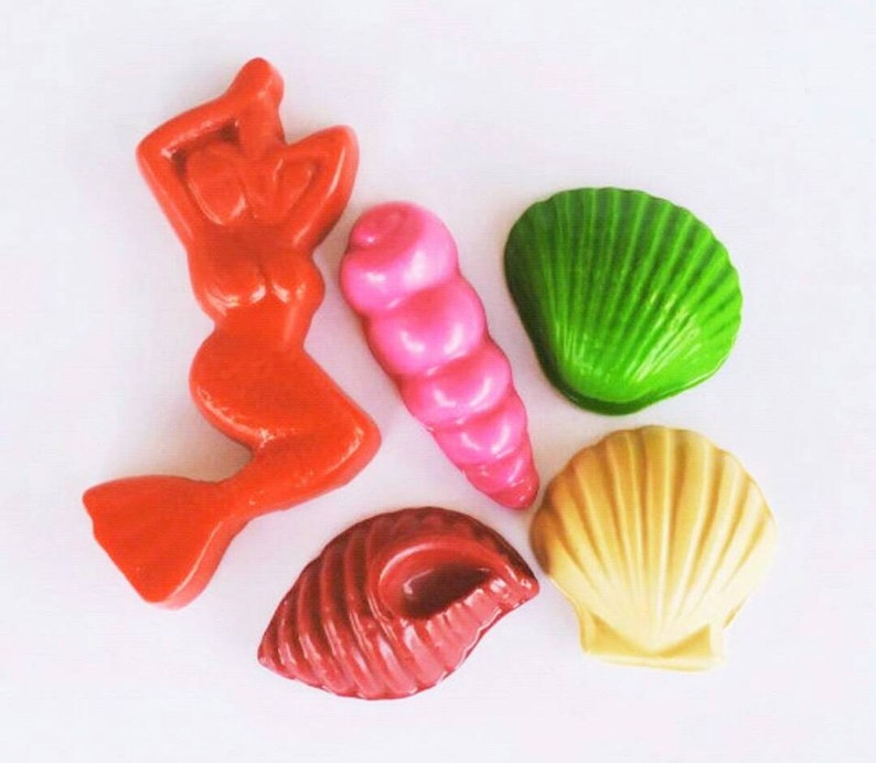 Mermaid Crayons Seashell Crayons Beach Party Beach Favors - Etsy