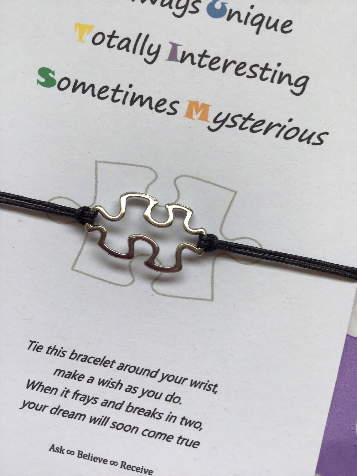 Autism Awareness Wish String Bracelet With Tibetan Silver | Etsy