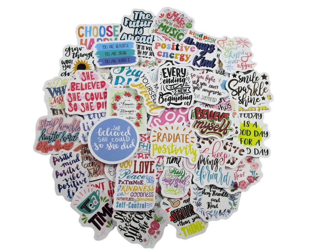 50pc Motivational Quotes Sticker Pack - Vinyl Waterproof, Party ...