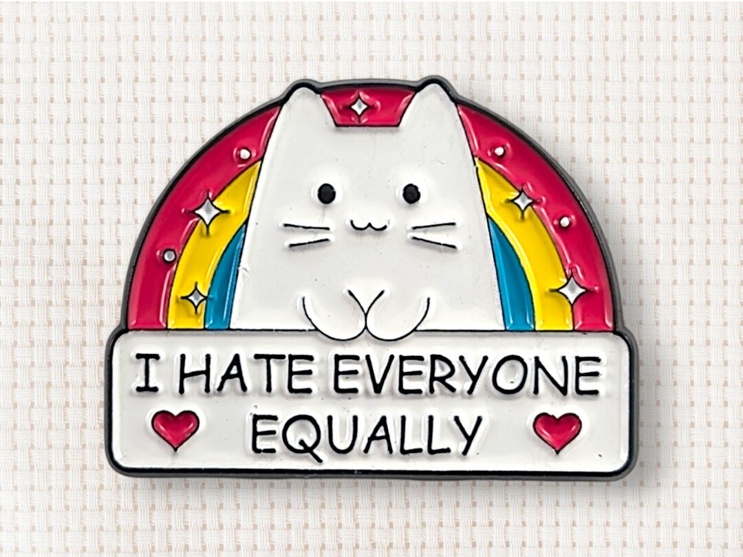 I Hate Everyone Equally Rainbow Cat Needle Minder - Cat Lover Gift ...