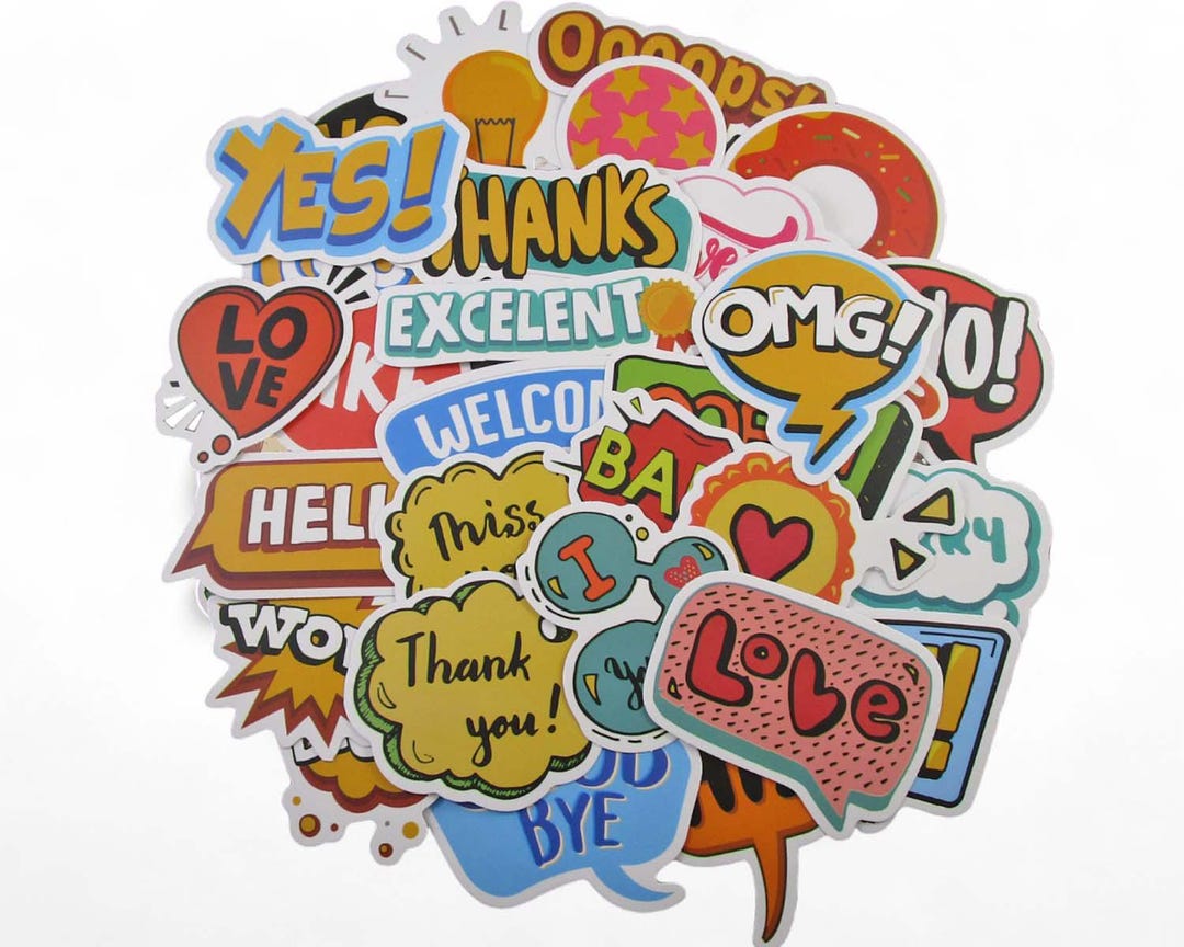 50pc Funny Speech Bubble Sticker Pack - Funny Stickers, Vinyl ...