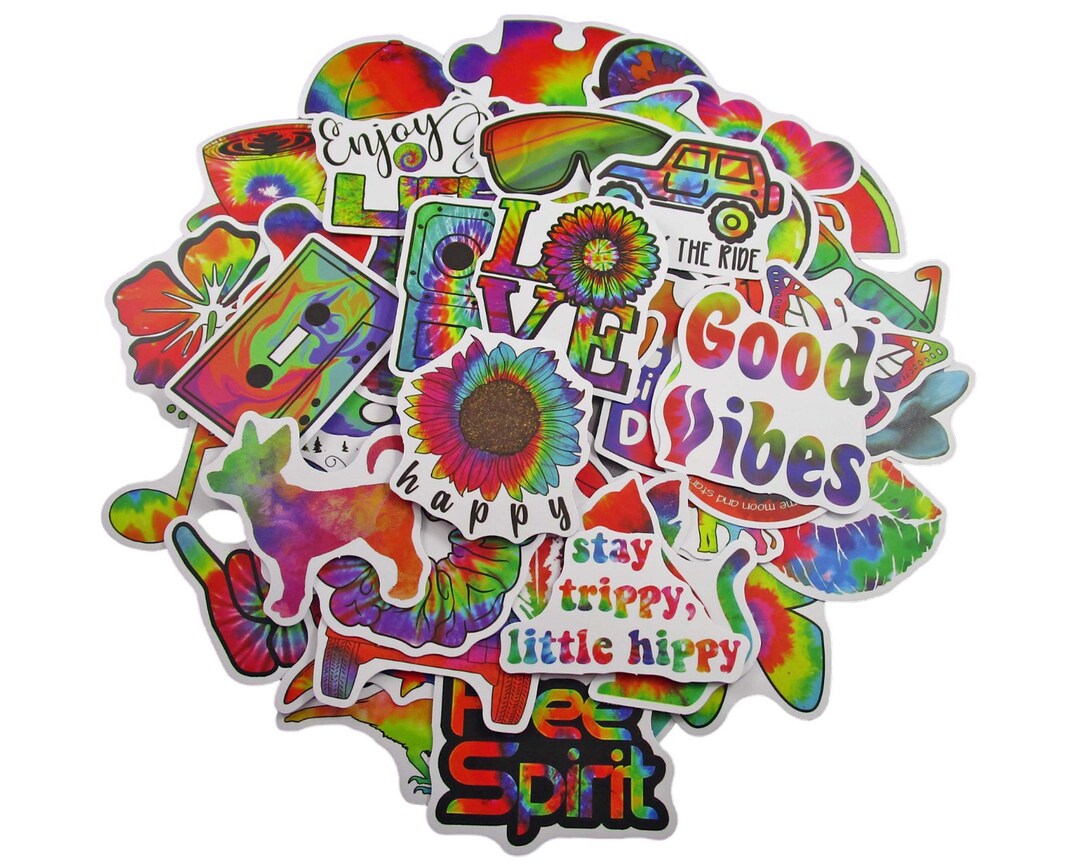 50pc Hippie Sticker Pack - Hippie Decor, Boho Stickers, Party Supplies ...