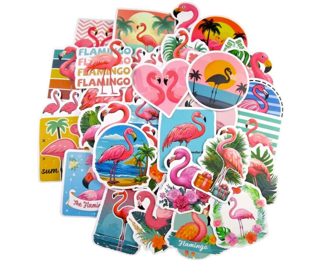 50pc Flamingo Sticker Pack - Phone Stickers. Book Stickers, Nerdy Gifts ...