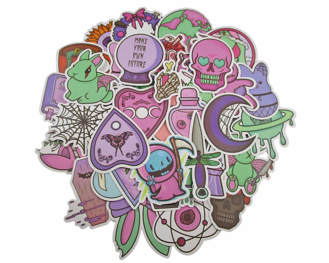 50 Pc Cute & Spooky Sticker Pack - Halloween Spooky Décor, Laptop ...