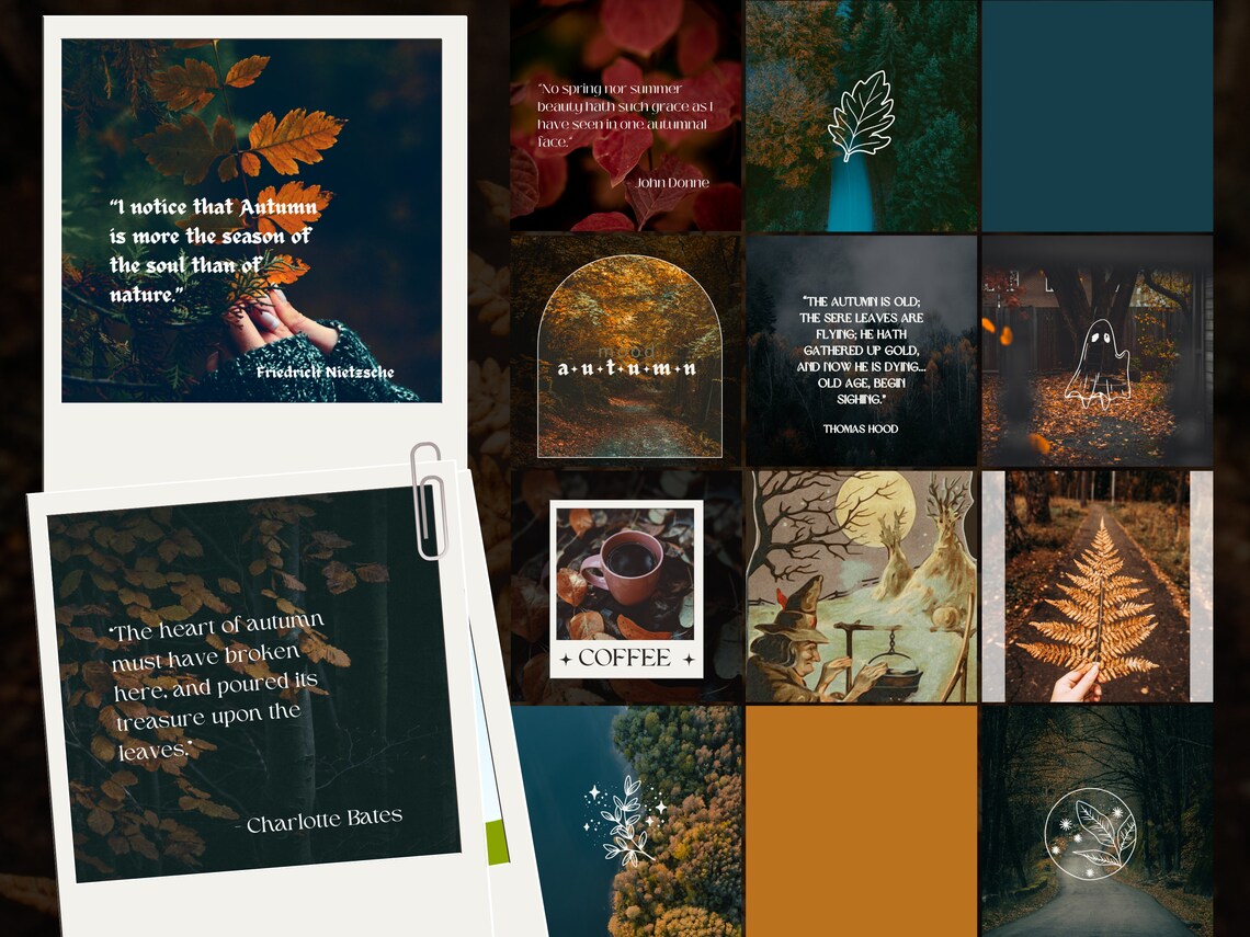 Autumn Instagram Post Templates for Canva, Fall Instagram Posts ...
