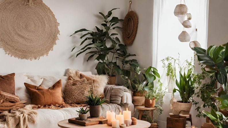 Boho Living Room Zoom Background Digital Download - Etsy