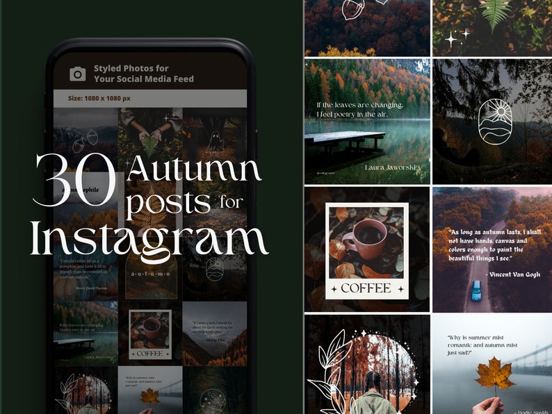 Autumn Instagram Post Templates for Canva, Fall Instagram Posts ...