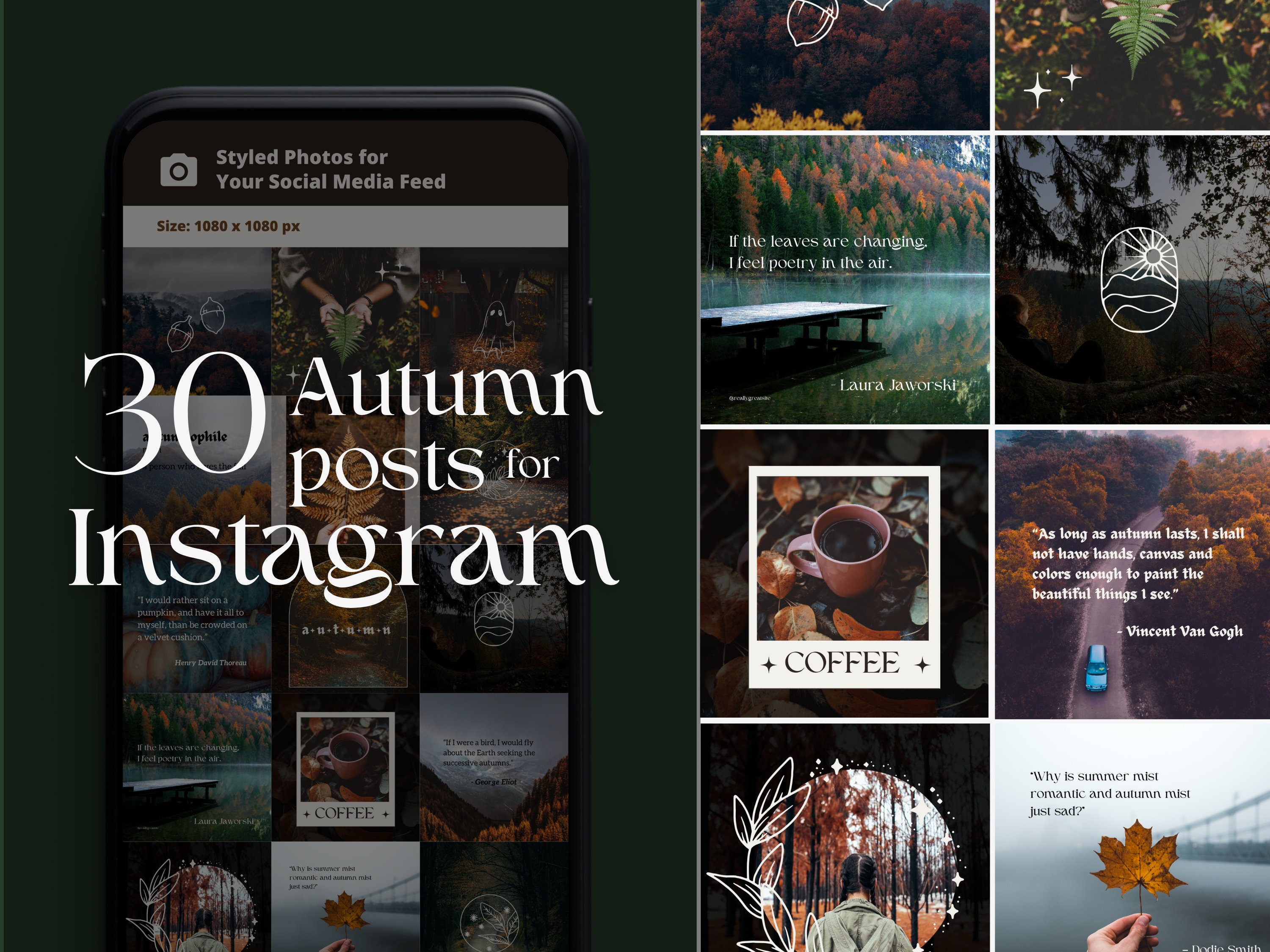 Autumn Instagram Post Templates for Canva Fall Instagram - Etsy