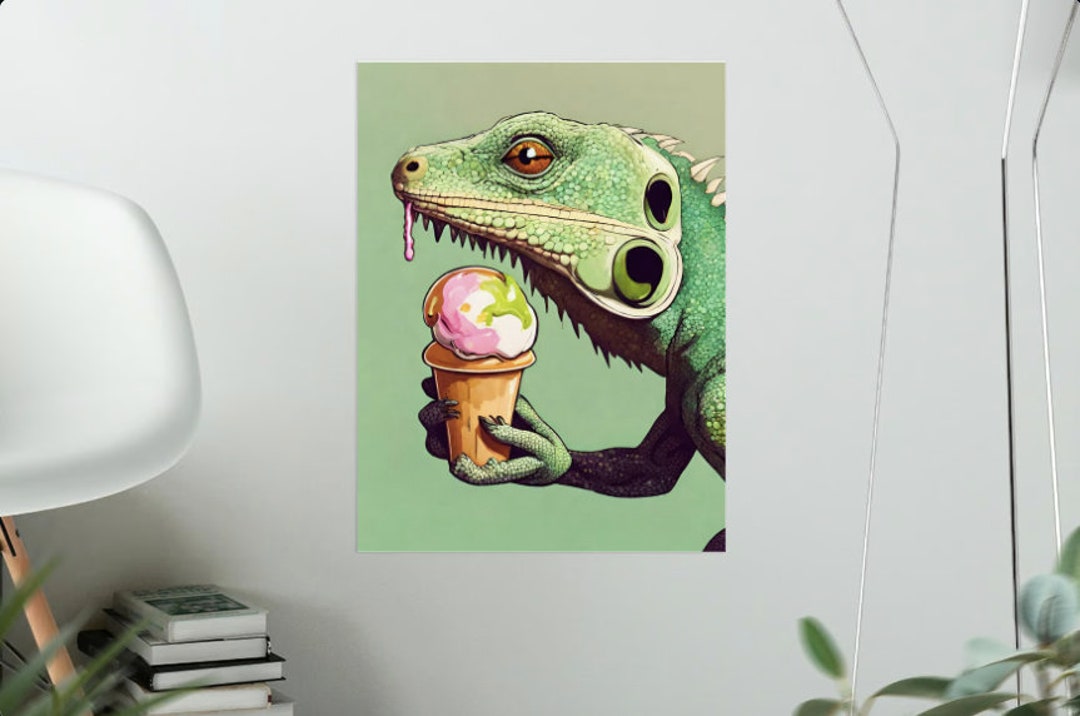 Lively Lizard With Ice Cream Pop Art - 18x24 Digital Download Poster - Etsy