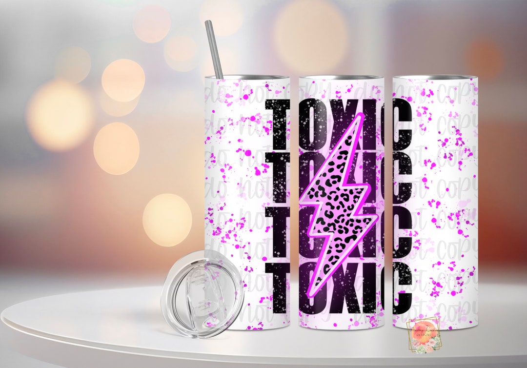 Toxic Pink Lightning Bolt Tumbler Wrap PNG - Etsy