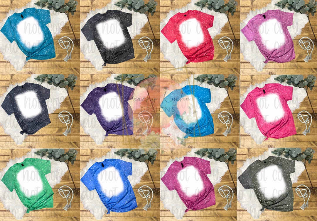 12 BUNDLE Gildan Softstyle G64000 Heather Colors Bleached Boho Mock Up ...