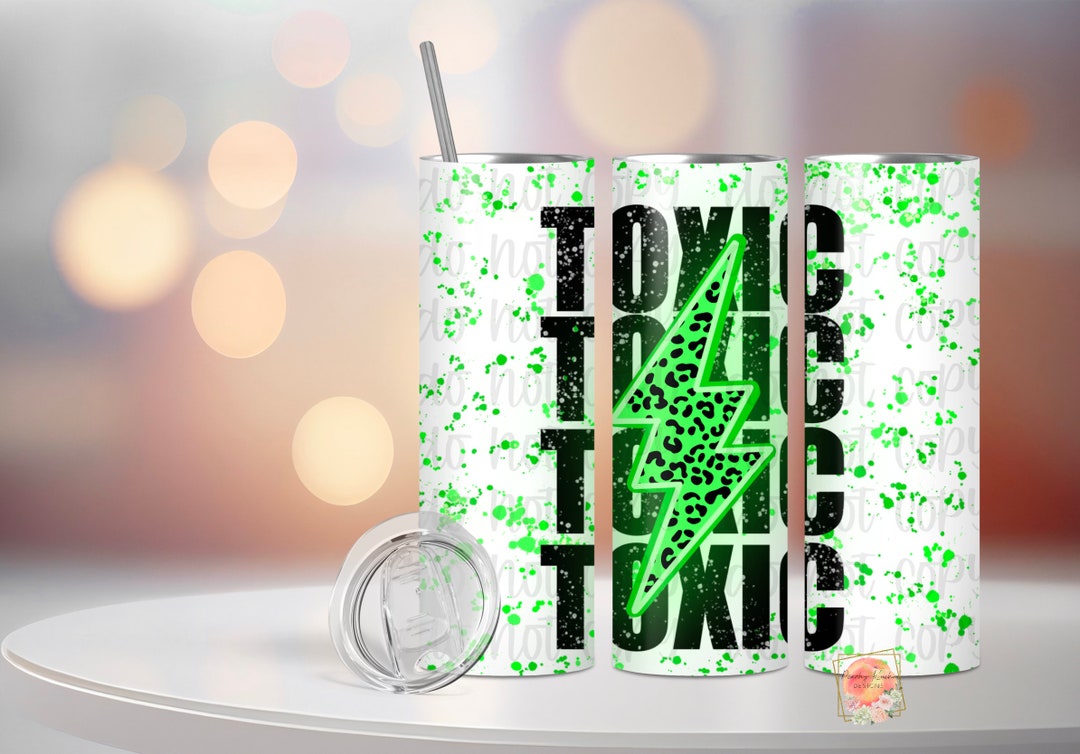 Toxic Green Lightning Bolt Tumbler Wrap PNG - Etsy