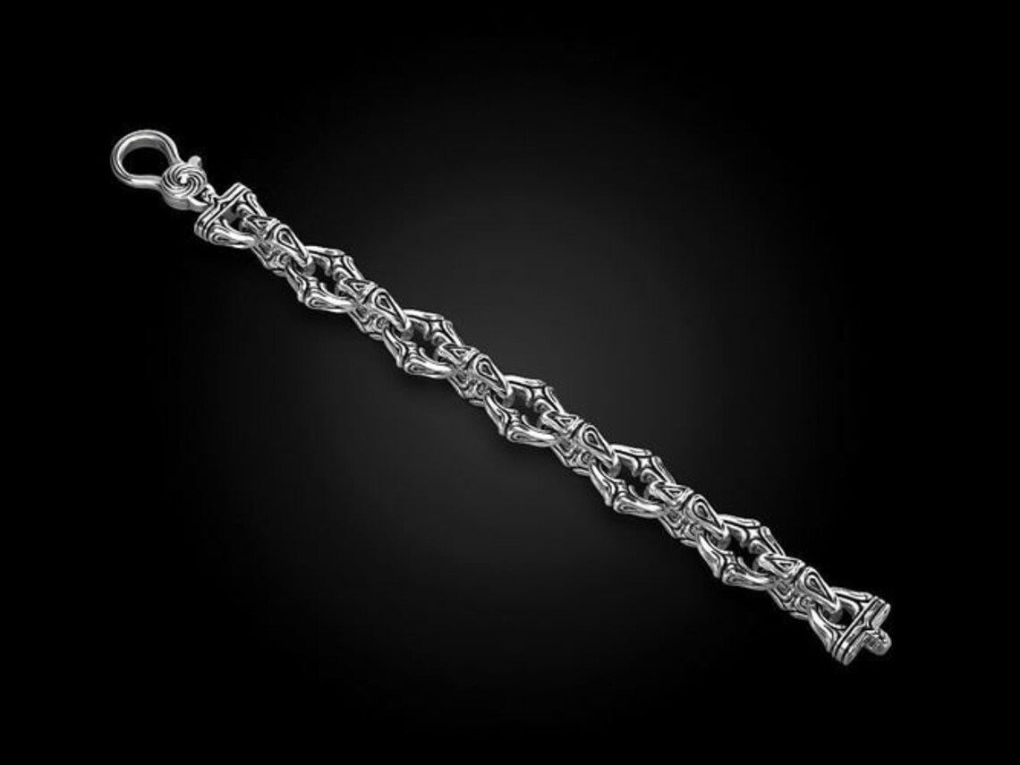 Big New Biker Knight Rider Motorcycle Chain Bracelet Silver - Etsy
