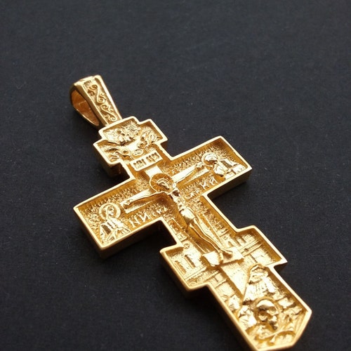 Greek Byzantine Orthodox Cross in Gold Plated Sterling Silver - Etsy