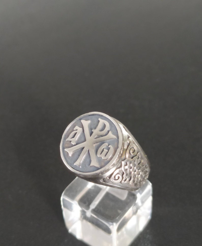 Alpha and Omega Chi-rho Sterling Silver Ring Men Christian - Etsy