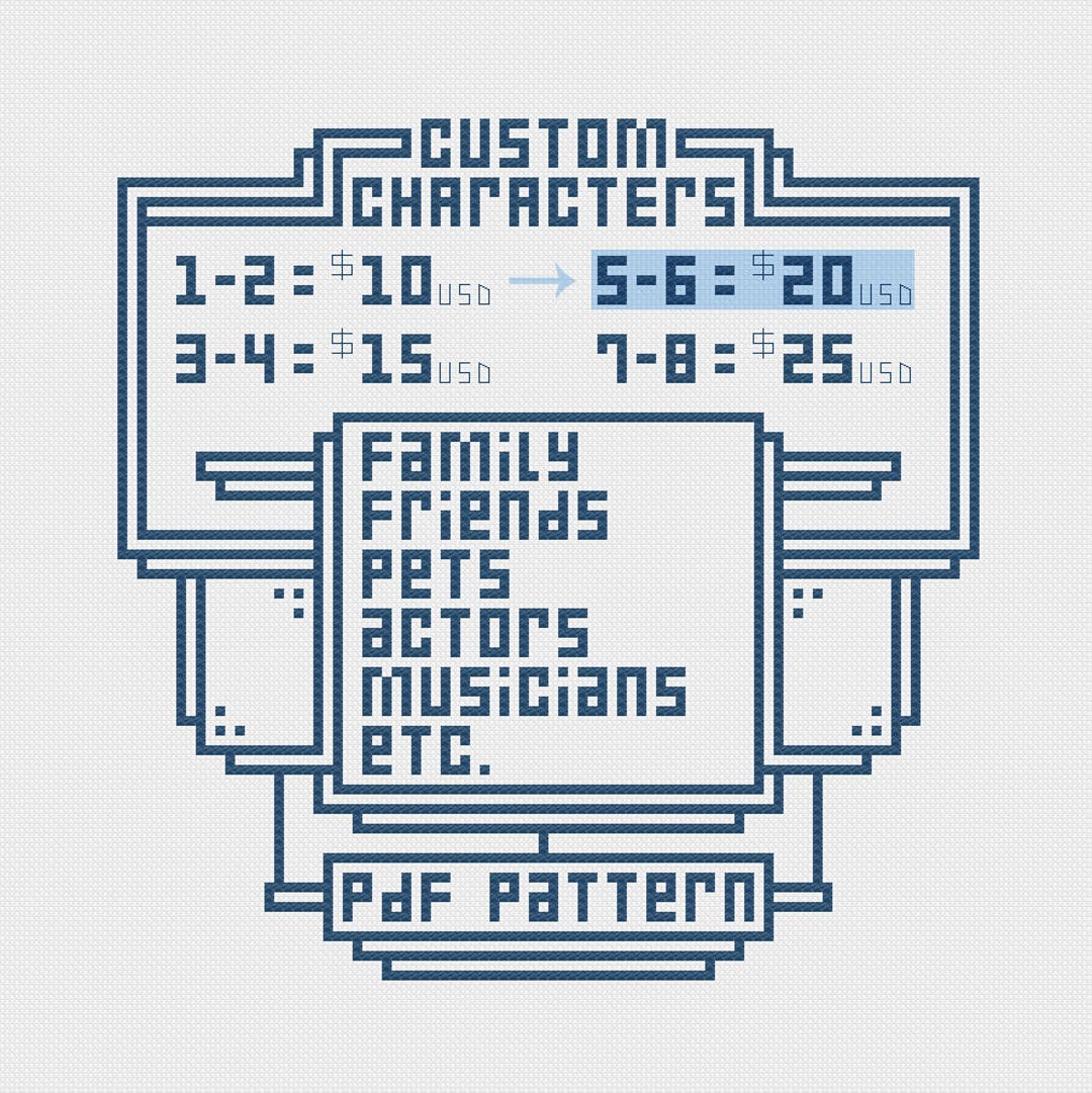 5-6 Custom Characters Cross Stitch Pattern PDF Commission - Etsy