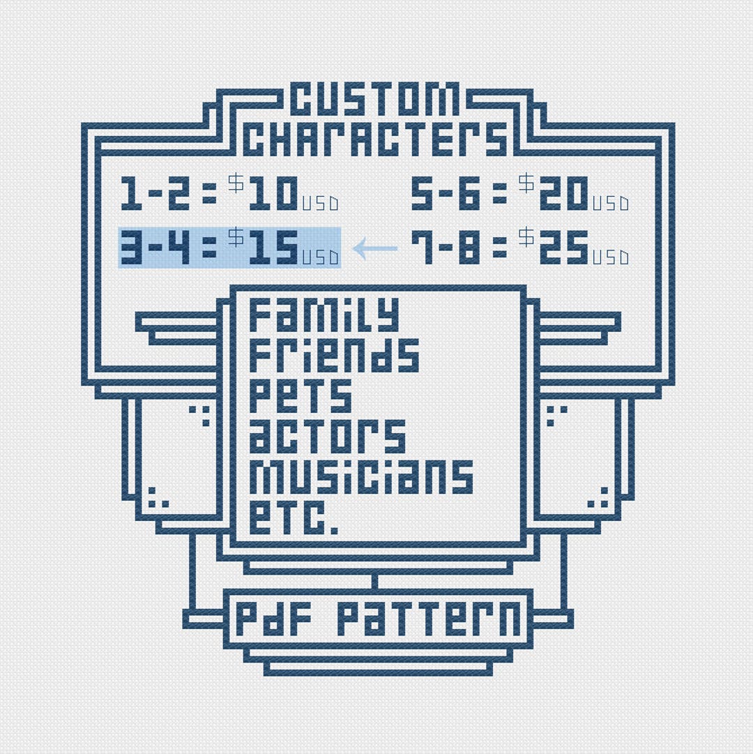 3-4 Custom Characters Cross Stitch Pattern PDF Commission - Etsy