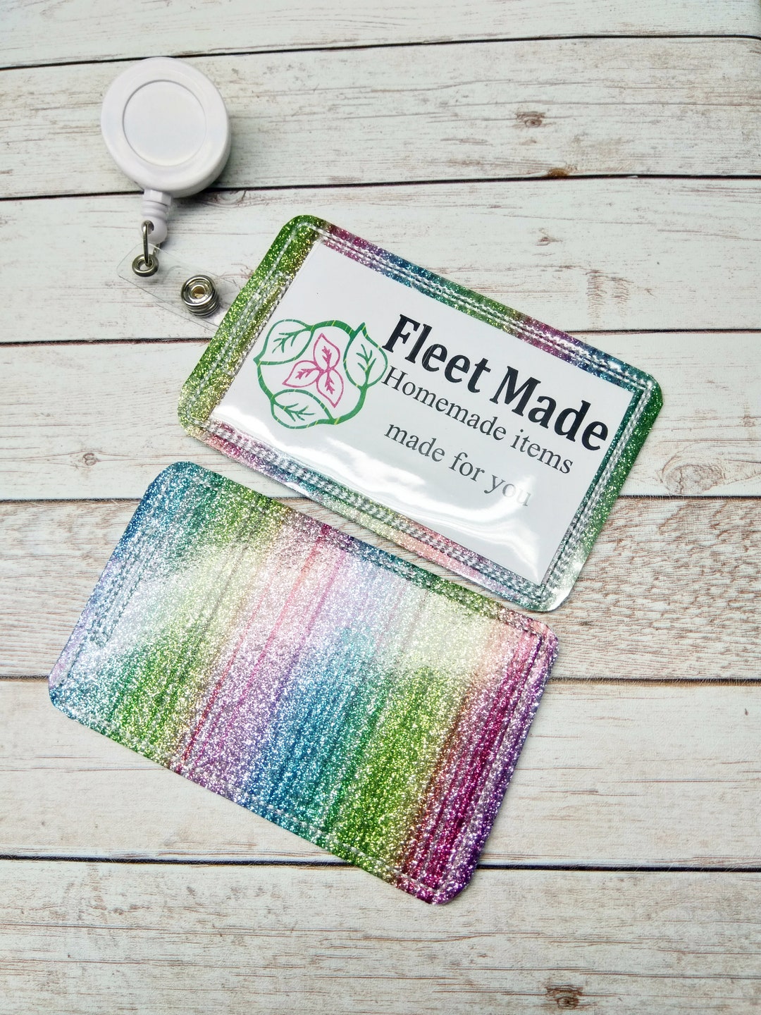 Glitter Rainbow Vertical ID Card Badge Holder - Etsy