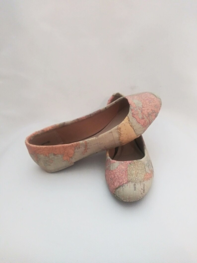 Decoupage World Map Shoes / Map Flats / Women's Decoupage | Etsy