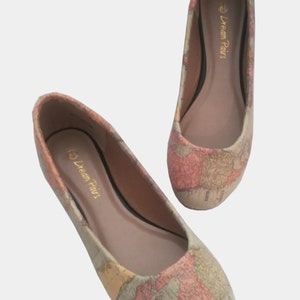 Decoupage World Map Shoes / Map Flats / Women's Decoupage Flats / Women ...