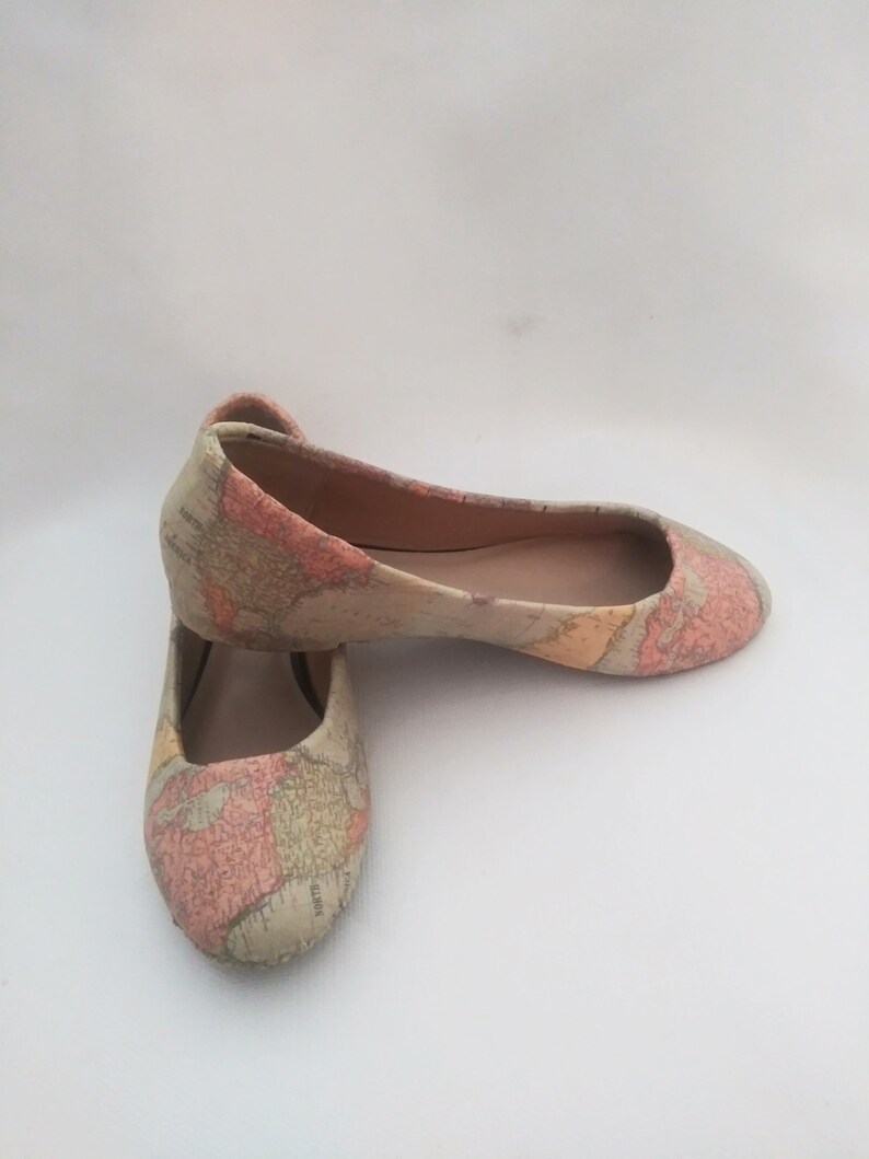 Decoupage World Map Shoes / Map Flats / Women's Decoupage | Etsy