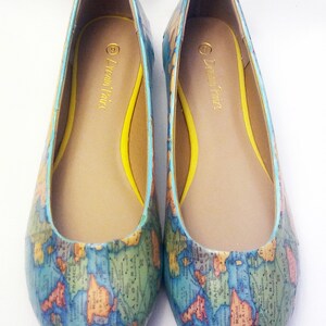 Decoupage World Map Shoes / Map Flats / Women's Decoupage Flats / Women ...