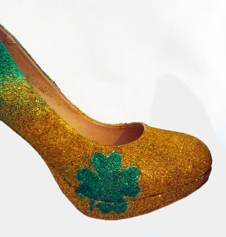 Glitter Heels / Ombre Heels / St. Patrick's Day Pumps / - Etsy