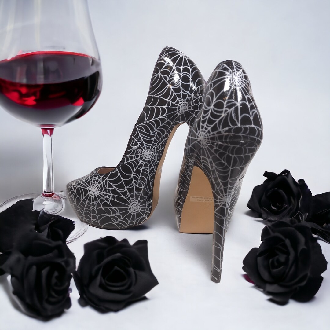 Hand Painted Spider Web Heels: Gothic Halloween Shoes - Etsy
