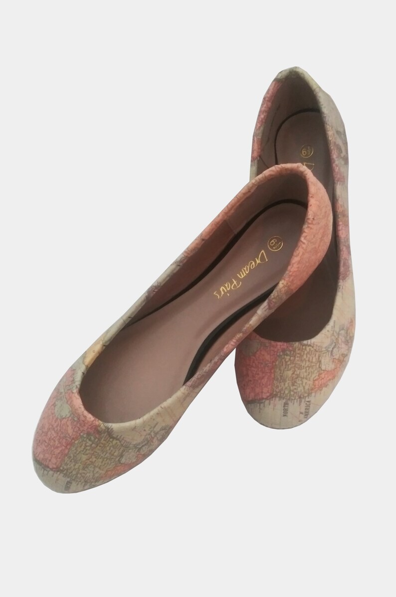 Decoupage World Map Shoes / Map Flats / Women's Decoupage | Etsy