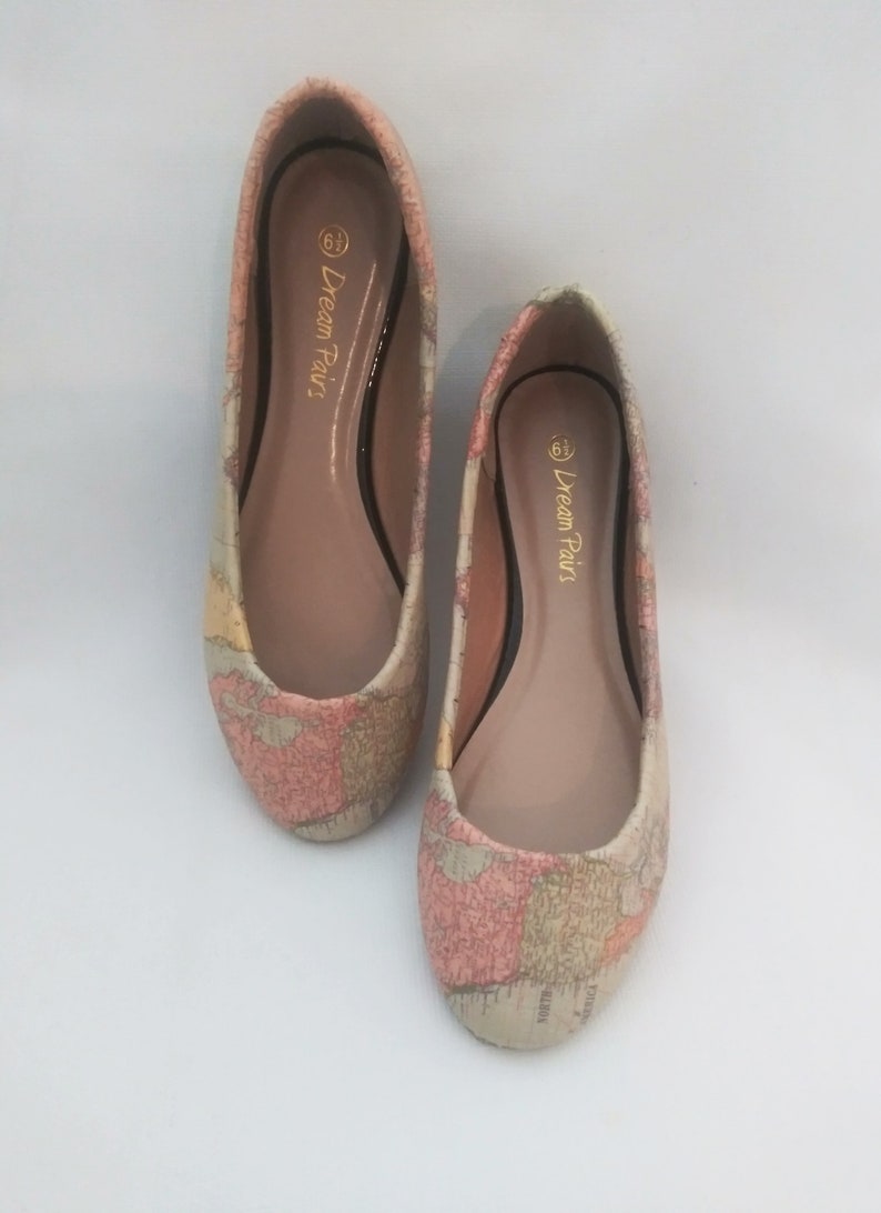 Decoupage World Map Shoes / Map Flats / Women's Decoupage | Etsy