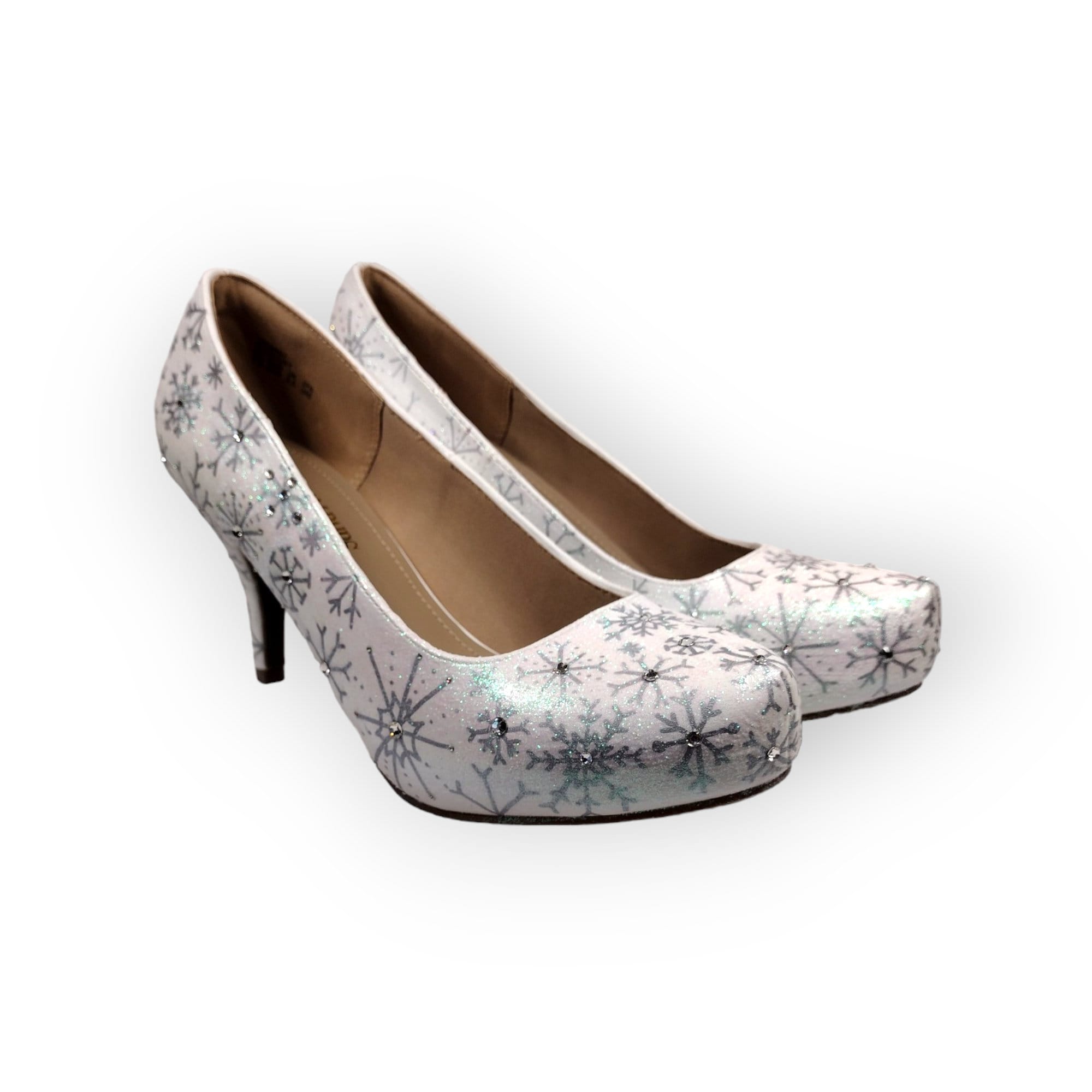 Hand Painted Snowflake Heels: Silver Glitter Crystal Wedding Shoes - Etsy