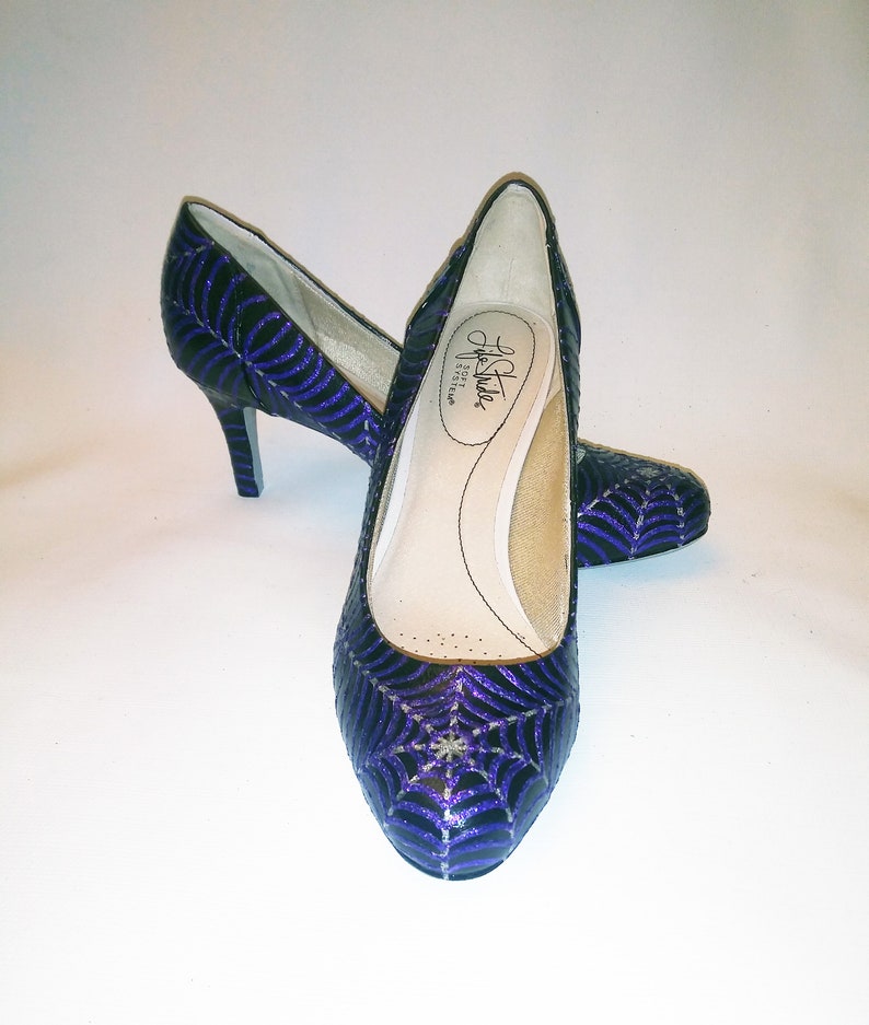Glitter Spider Web Heels / Halloween Heels / Halloween Shoes / - Etsy