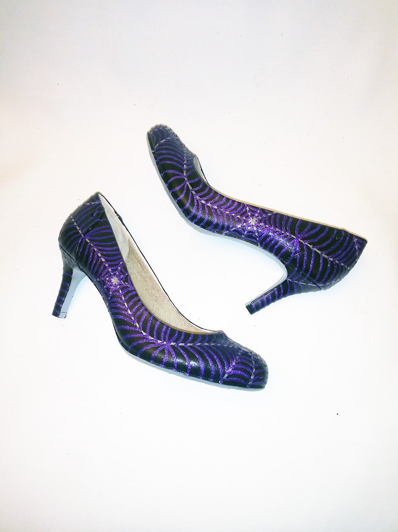 Glitter Spider Web Heels / Halloween Heels / Halloween Shoes / | Etsy