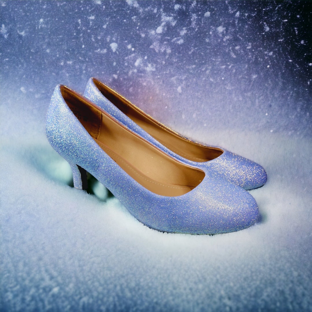 Glitter Heels / Cinderella Blue Glitter Heels / Wedding Shoes / Sparkle ...
