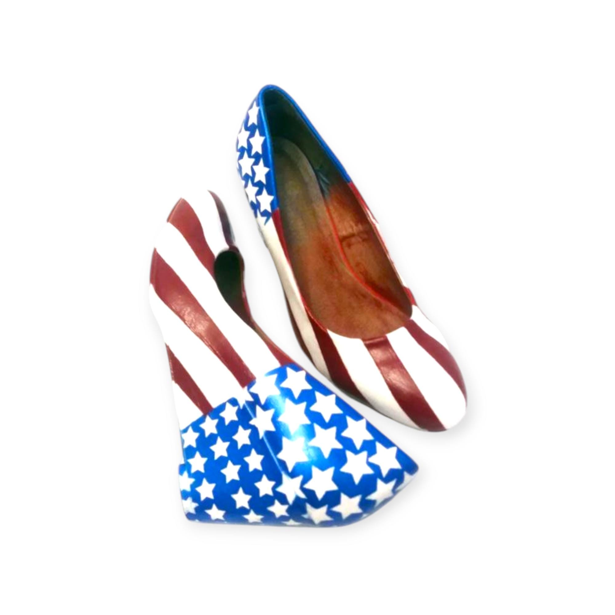 American Flag Kitten Heels