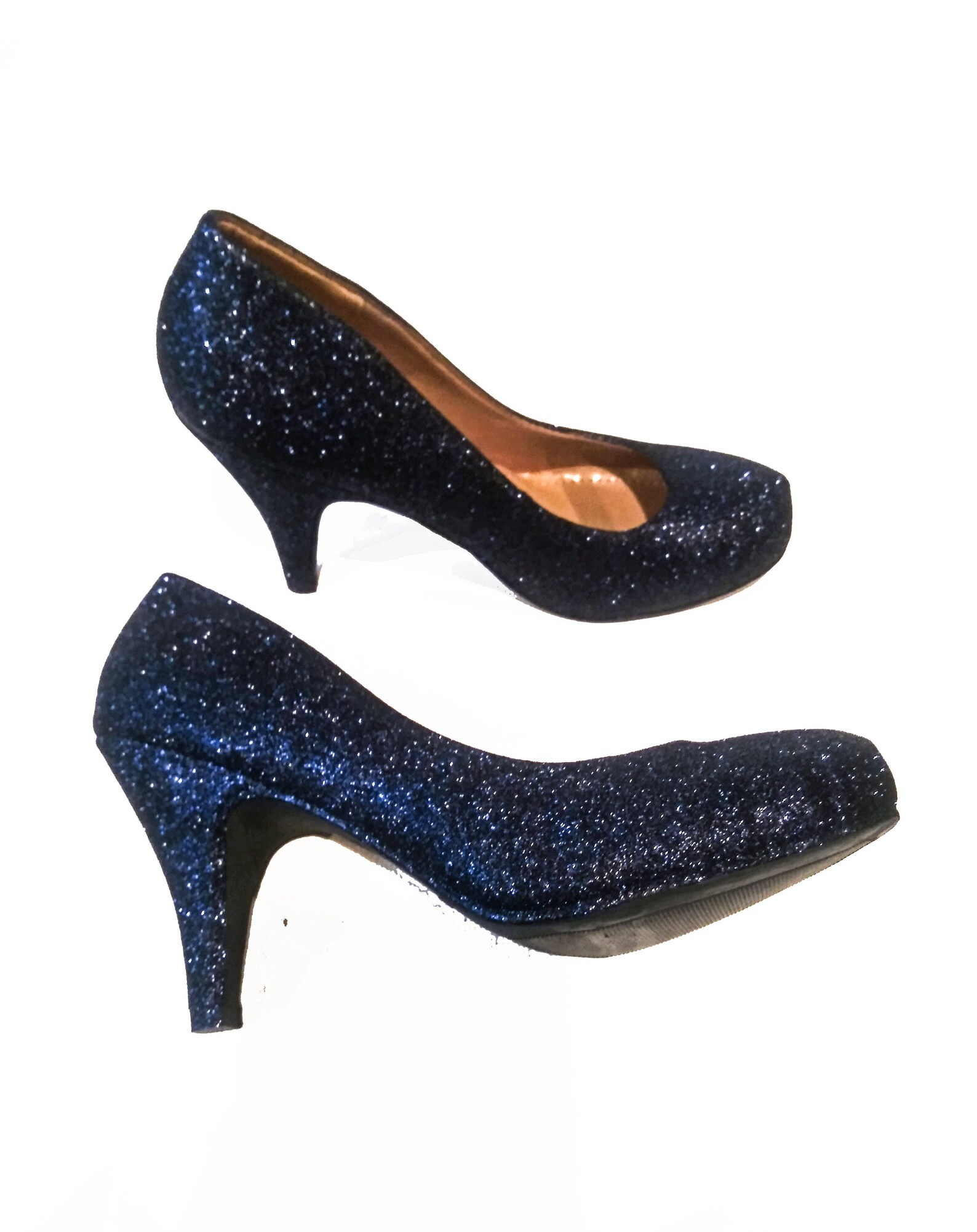 Glitter Heels / Midnight Blue Glitter Heels / Wedding Shoes / - Etsy
