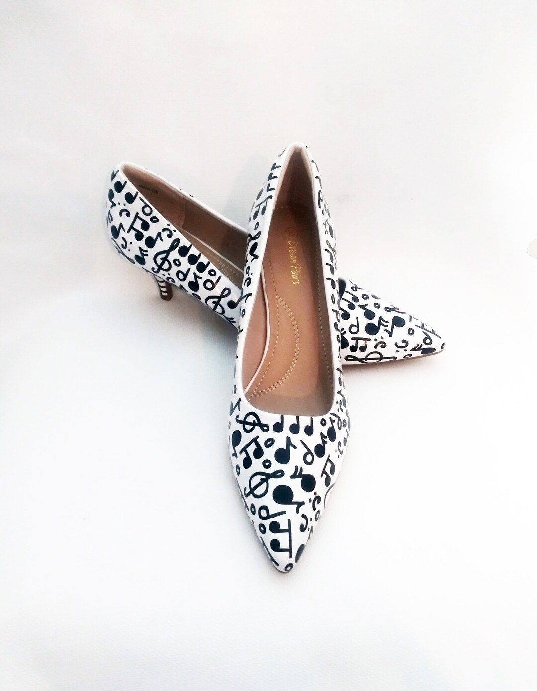 Hand Painted Music Note Heels: Black & White Pumps - Etsy