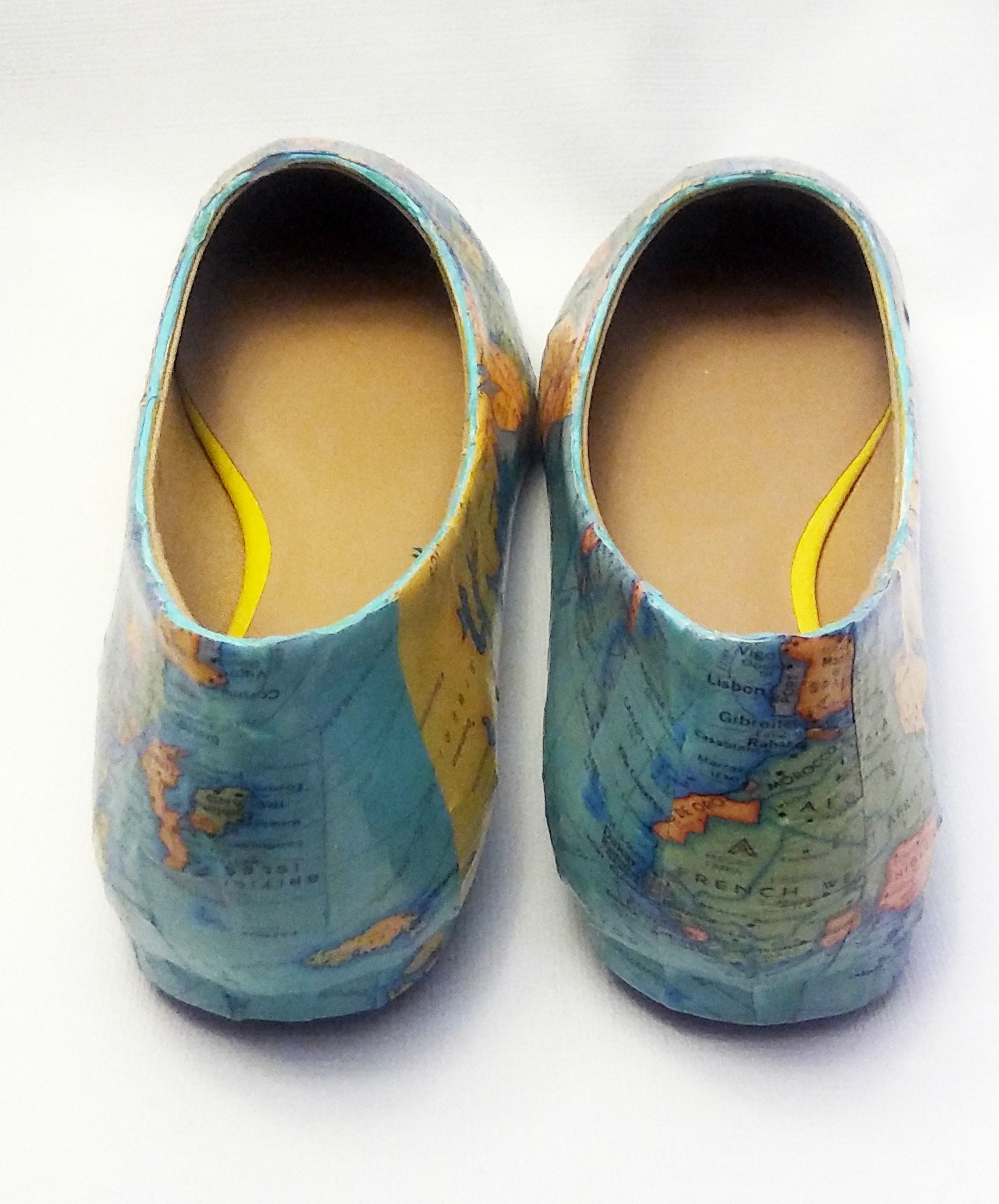 Decoupage World Map Shoes / Map Flats / Women's Decoupage | Etsy