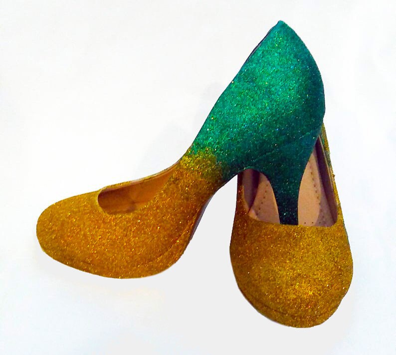 Glitter Heels / Ombre Heels / St. Patrick's Day Pumps / | Etsy