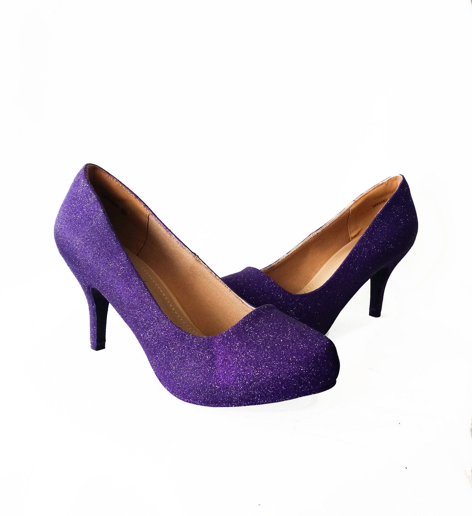Glitter Heels / Purple Glitter Heels / Wedding Shoes / Sparkle - Etsy