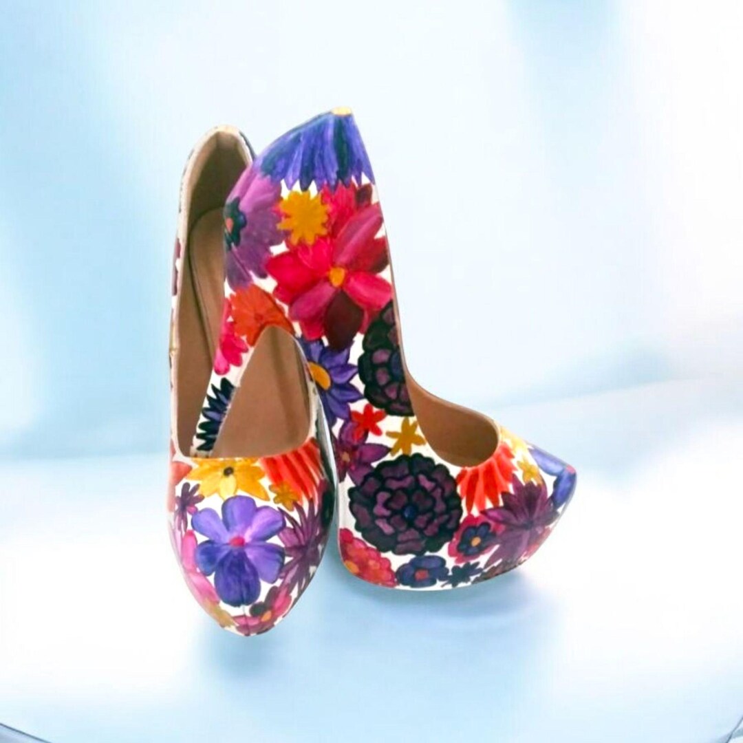 Flower Heels / Hand Painted Flower Shoes / Hand Painted Heels / Spring ...