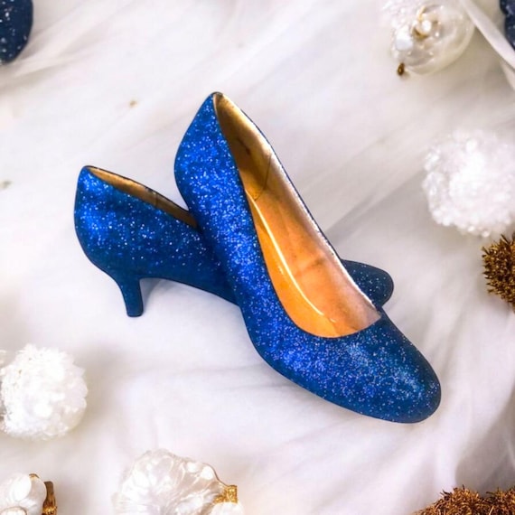 Tacones De Boda Azules Con Brillo Tacones Azul Marino Con Brillo