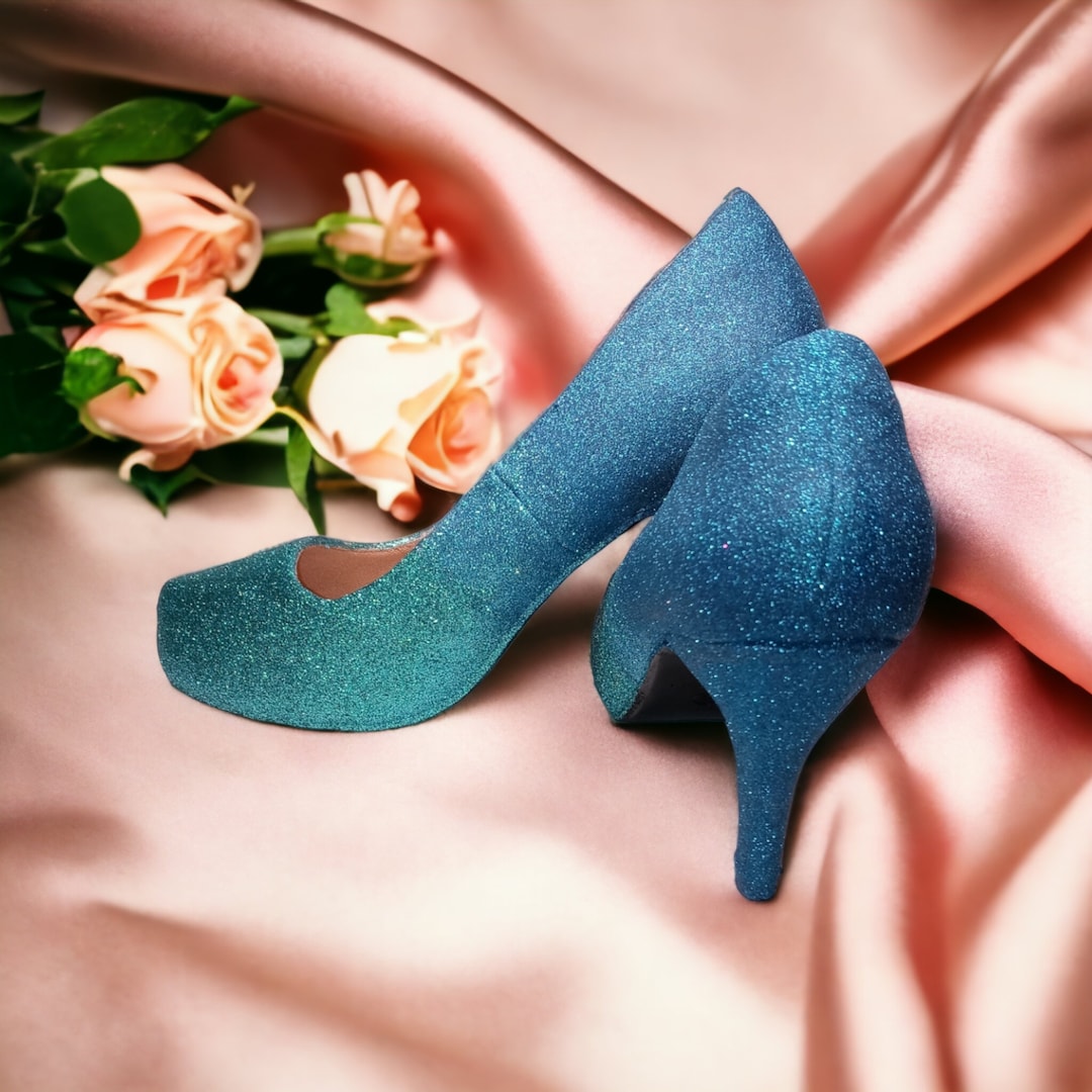 Ombre Glitter Heels / Turquoise Glitter Heels / Wedding Shoes / Sparkle ...