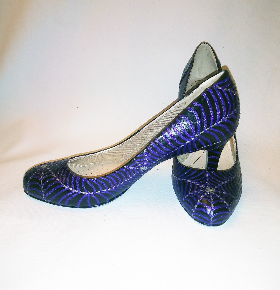 Glitter Spider Web Heels / Halloween Heels / Halloween Shoes / - Etsy